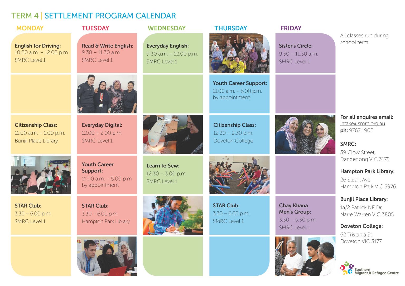 Term 4 2024 Program Guide - SMRC - Southern Migrant & Refugee Centre